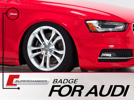 ECS News - Red/Chrome "Supercharged" Badge for AUDI 3.0T