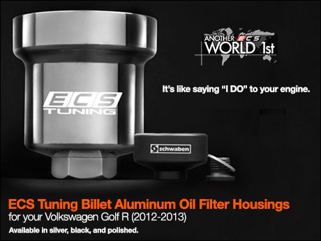ECS News - VW Golf R Billet Aluminum Oil Filter Housings