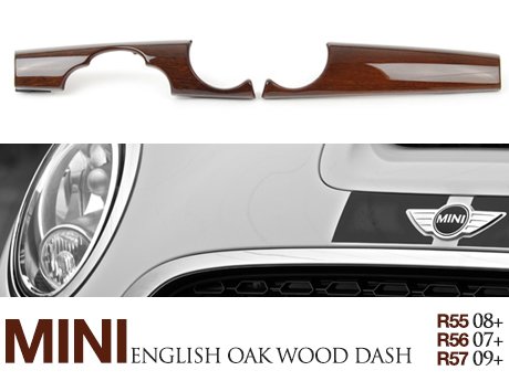 ECS News - MINI Cooper R55 R56 R57 English Oak Wood Dash Kit