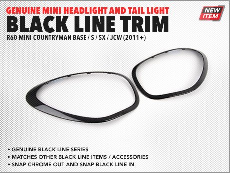 ECS News - R60 MINI Black Line Headlight and Tail Light Trim