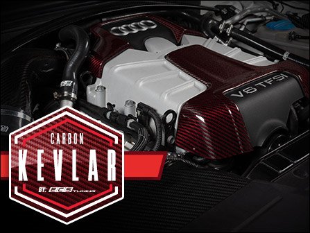 ECS News - Audi 3.0T Red Carbon Kevlar Engine Covers